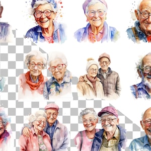Watercolor Grandparents Clipart, Elderly, Cli Part, Downloadable ...