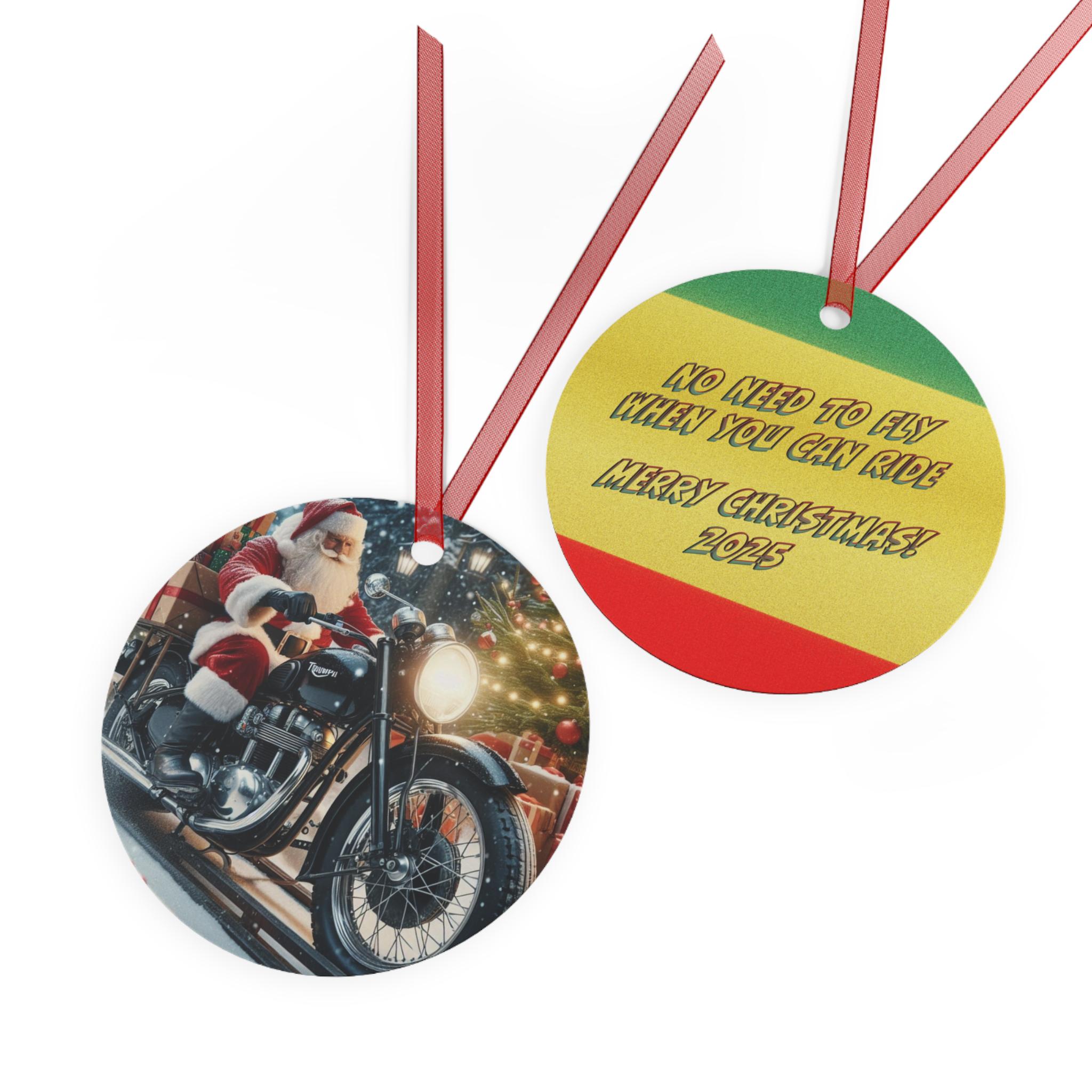 Santa Claus Riding A Triumph Motorcycle Sled Christmas Ornament, Biker ...