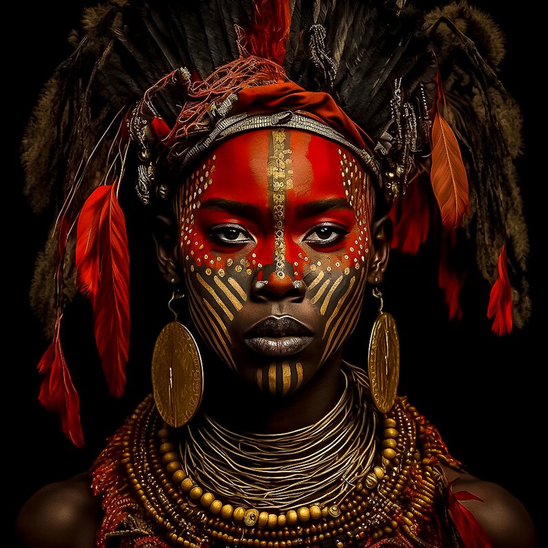 African | Portrait | Colorful Wall Art | Square Prints | Digital Art ...