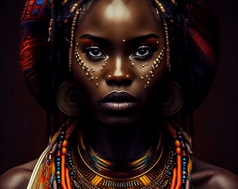 African Portrait Colorful Wall Art Square Prints - Etsy