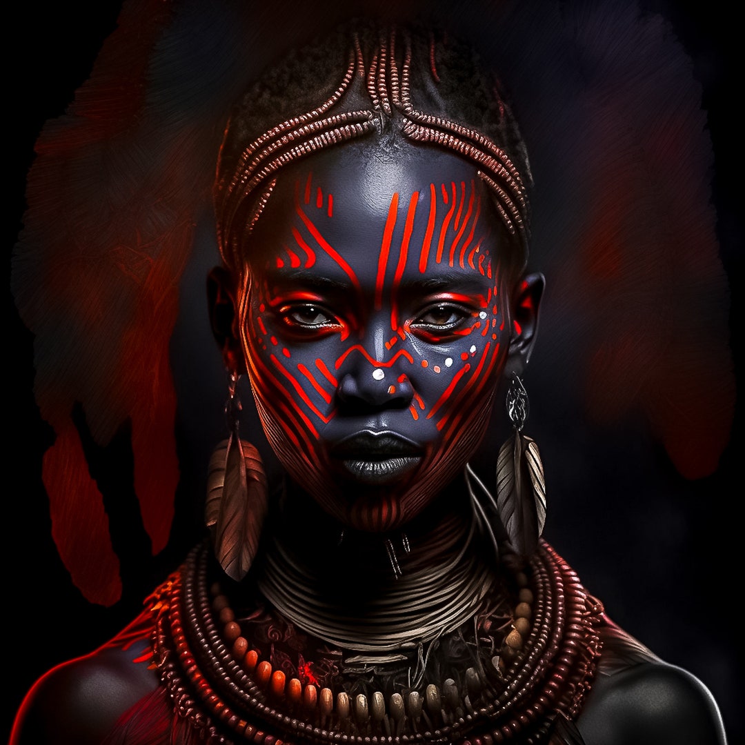 African Portrait Colorful Wall Art Square Prints Digital Art Prints Art ...