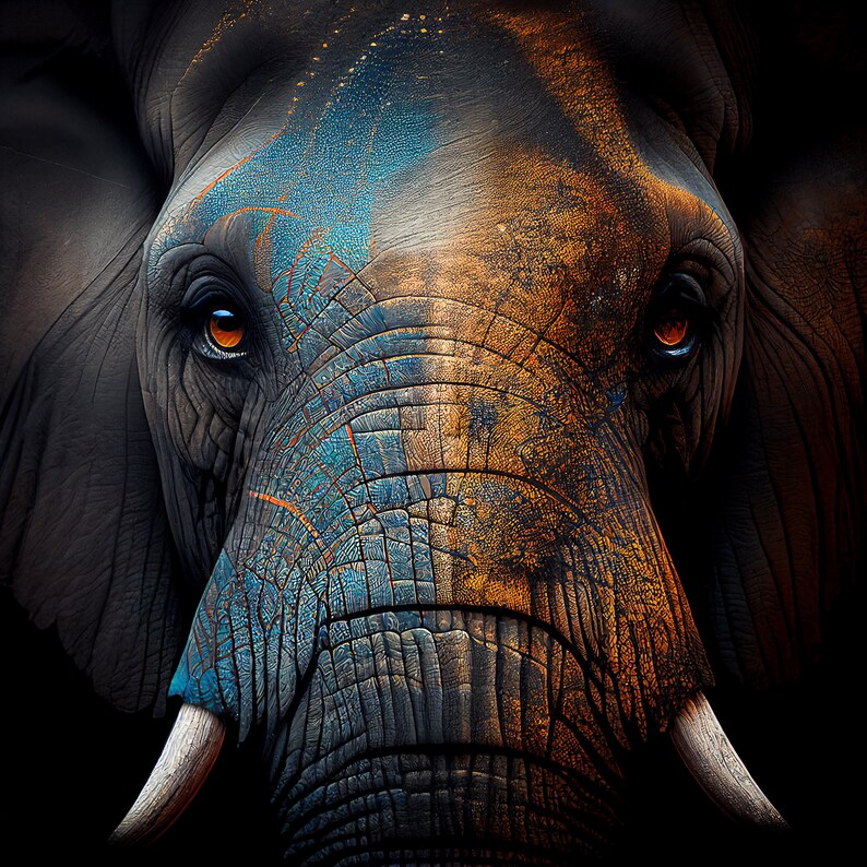 Elephant | Colorful Wall Art | Square Prints | Digital Art Prints | Art ...