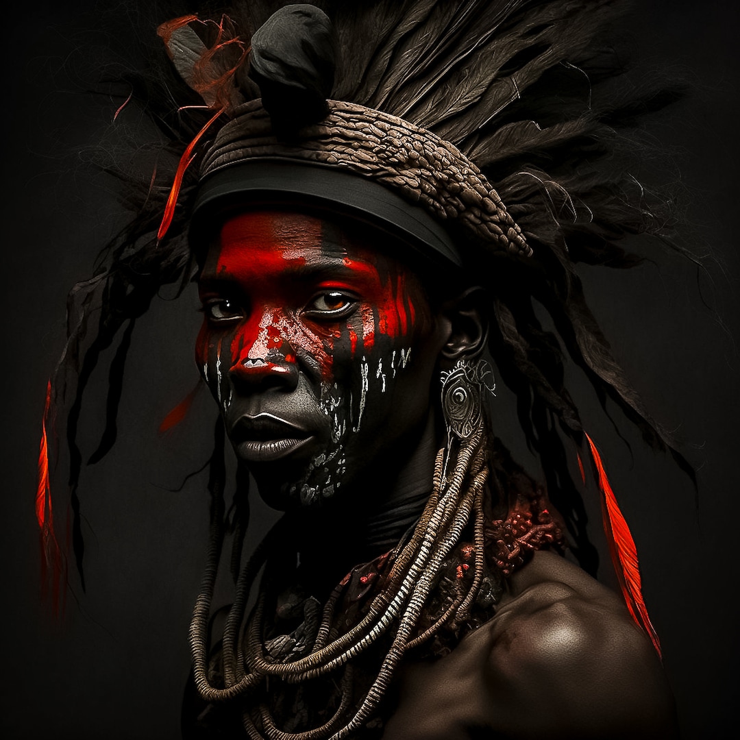 African Portrait Colorful Wall Art Square Prints Digital Art Prints Art ...