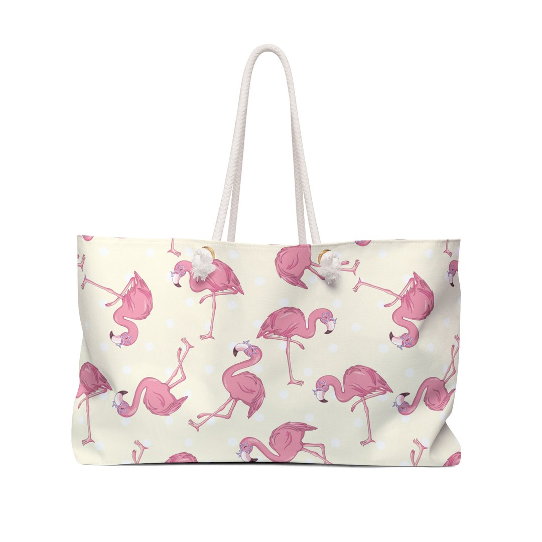 Pink Flamingo Weekender Bag, Flamingo Beach Bag, Pink Flamingo Vacation ...