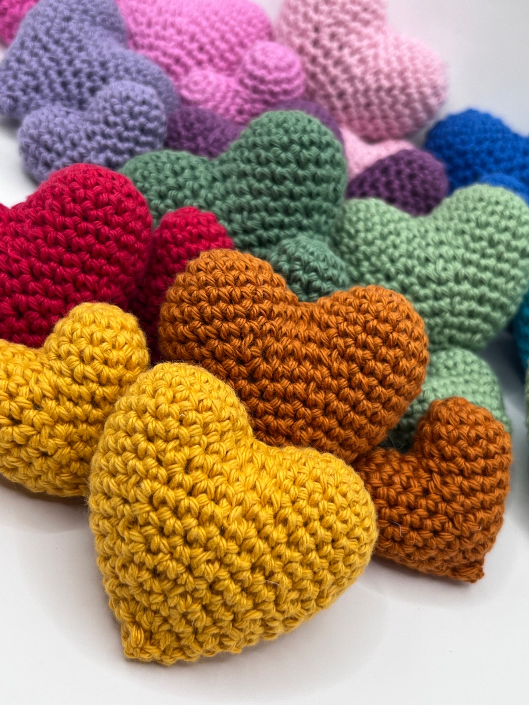 Small and Tiny Plush Hearts Hand Crocheted in Organic Egyptian Cotton ...