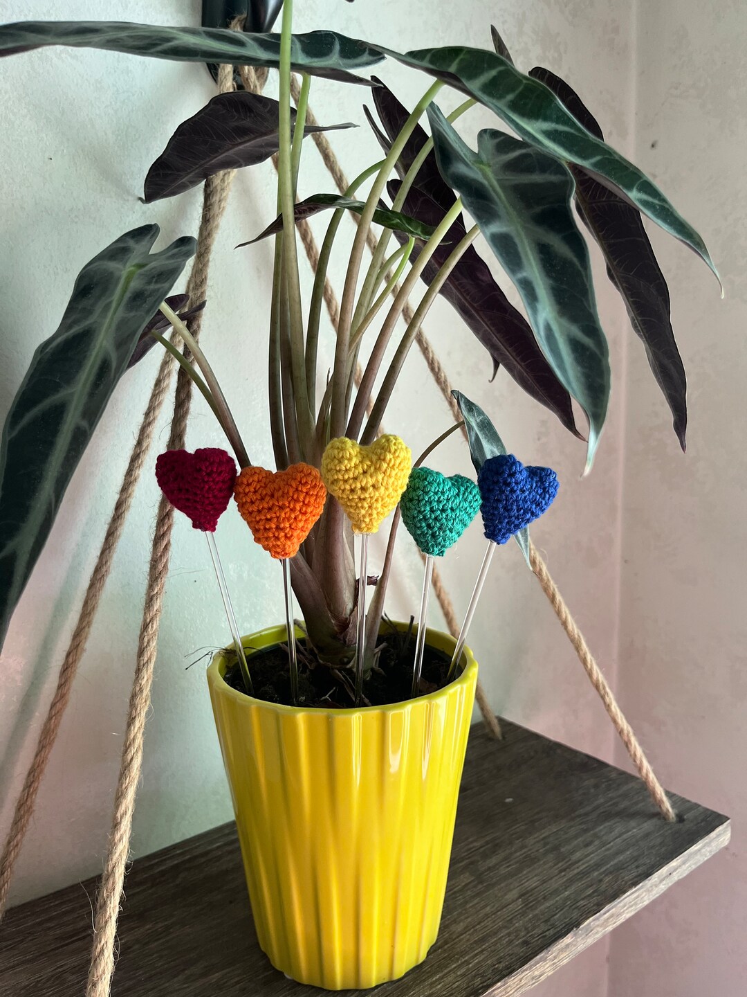 Small Hand Crocheted Heart Plant Pick for Valentine's Day Decor - Etsy