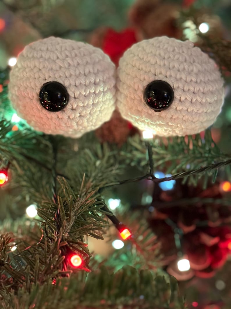 Funny Christmas Tree Ornament: Hand Crocheted Cotton Eyeballs - Etsy