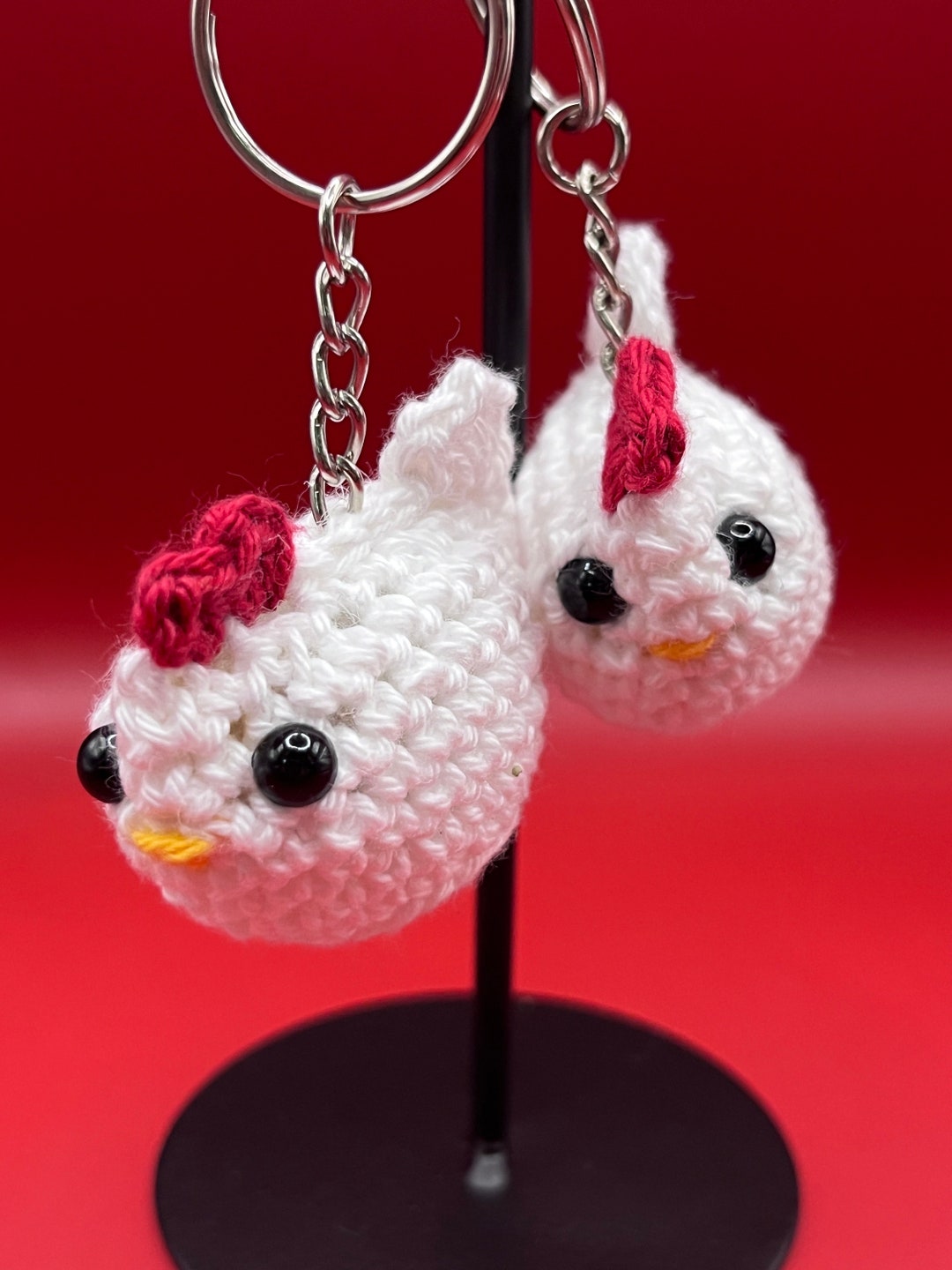 Hand Crocheted Chicken Keychain - Etsy