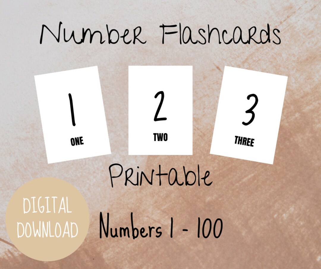 Number Flashcards 1 - 100 Black and White Minimalist Style - Etsy
