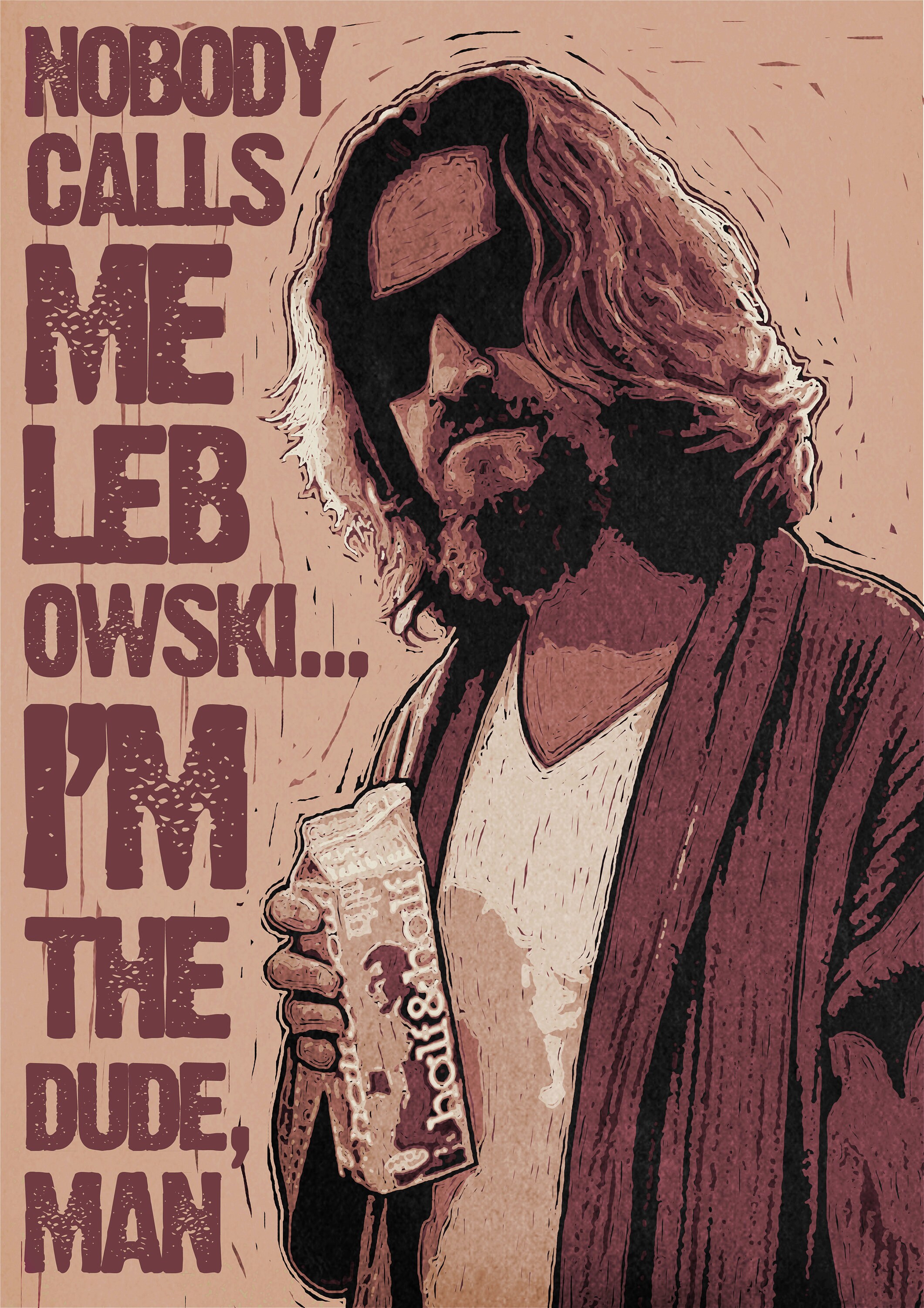 The Dude Portrait Big Lebowski Jeff Bridges Poster - Etsy