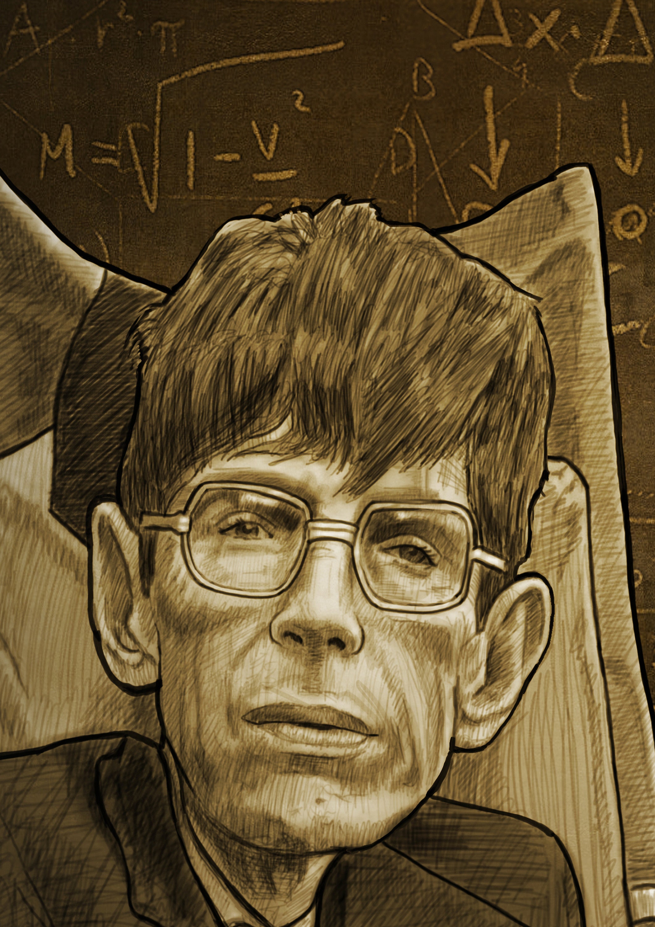 Sir Stephen Hawking Portrait Poster Wall Art Home Decor Illustration ...