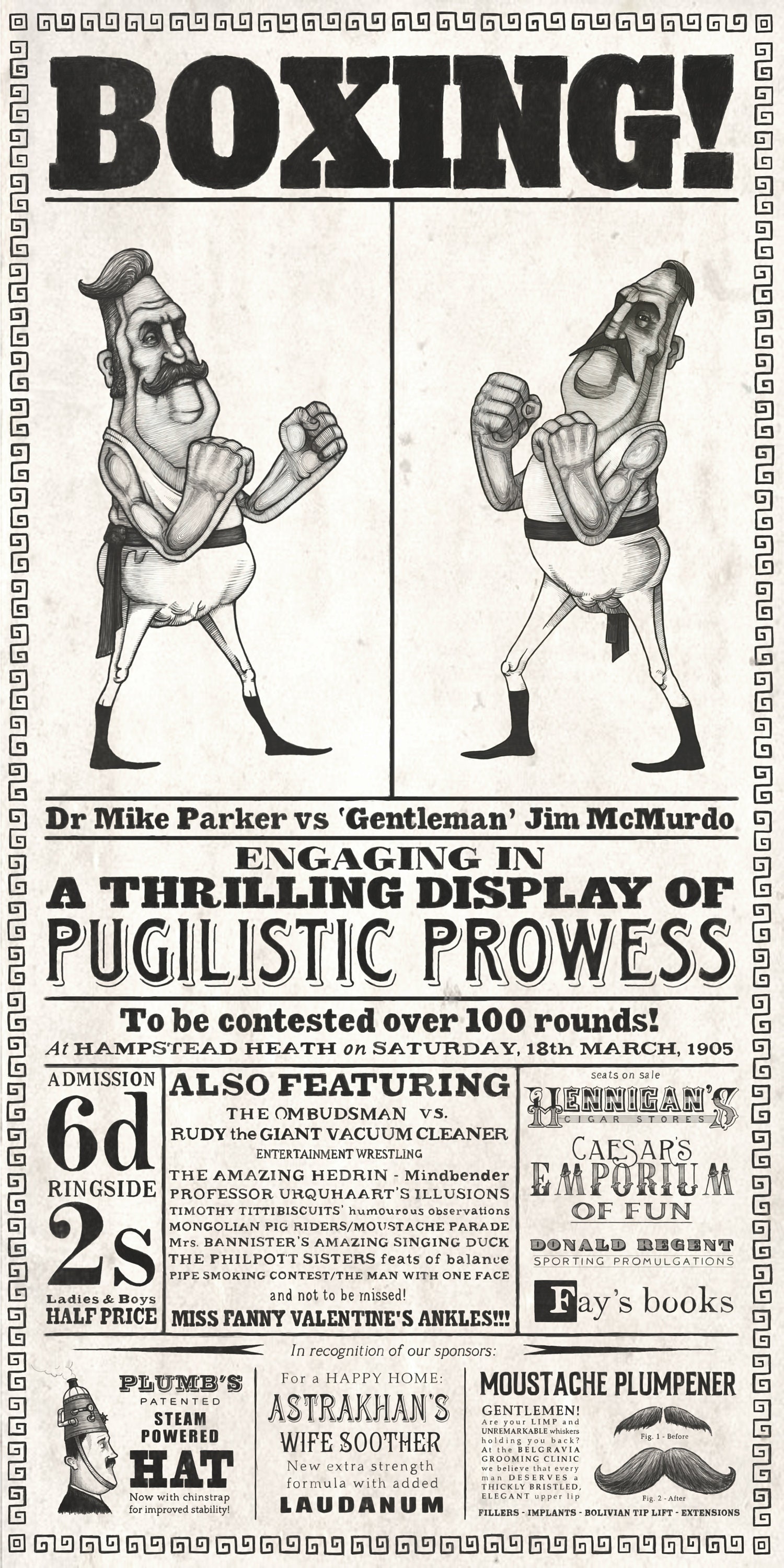 Boxing Vintage Style Boxing Poster Wall Art Home Decor Illustration ...