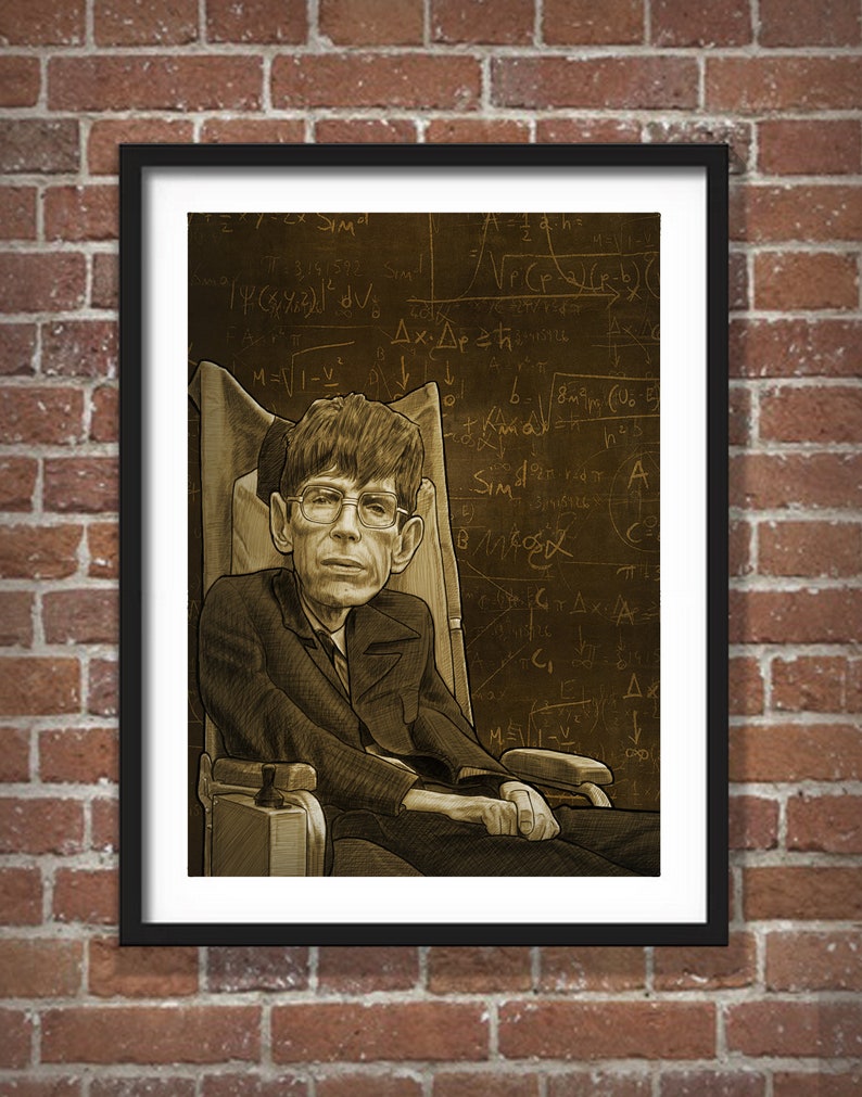 Sir Stephen Hawking Portrait Poster Wall Art Home Decor Illustration ...