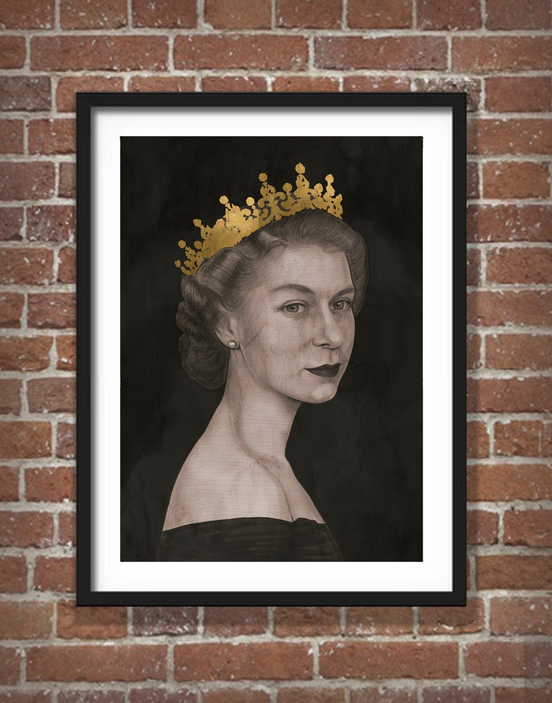 Queen Elizabeth II Portrait Poster Wall Art Home Decor Illustration ...