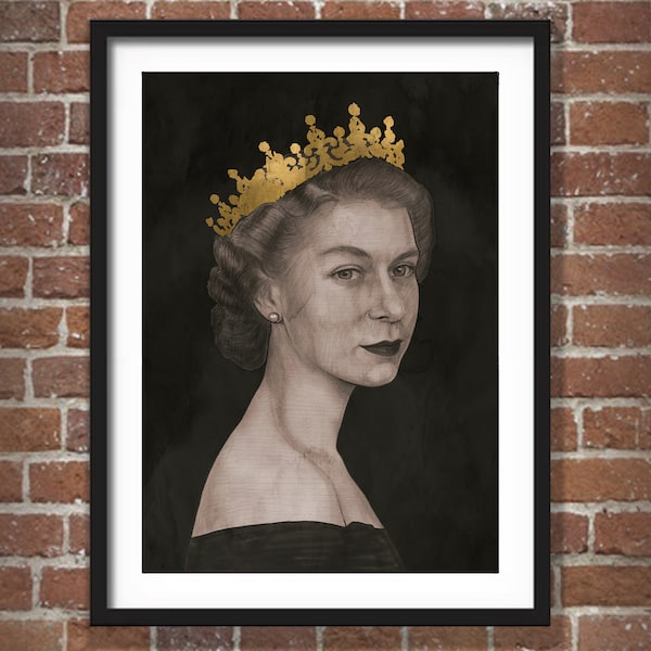 Framed Portrait Queen Elizabeth Ii - Etsy