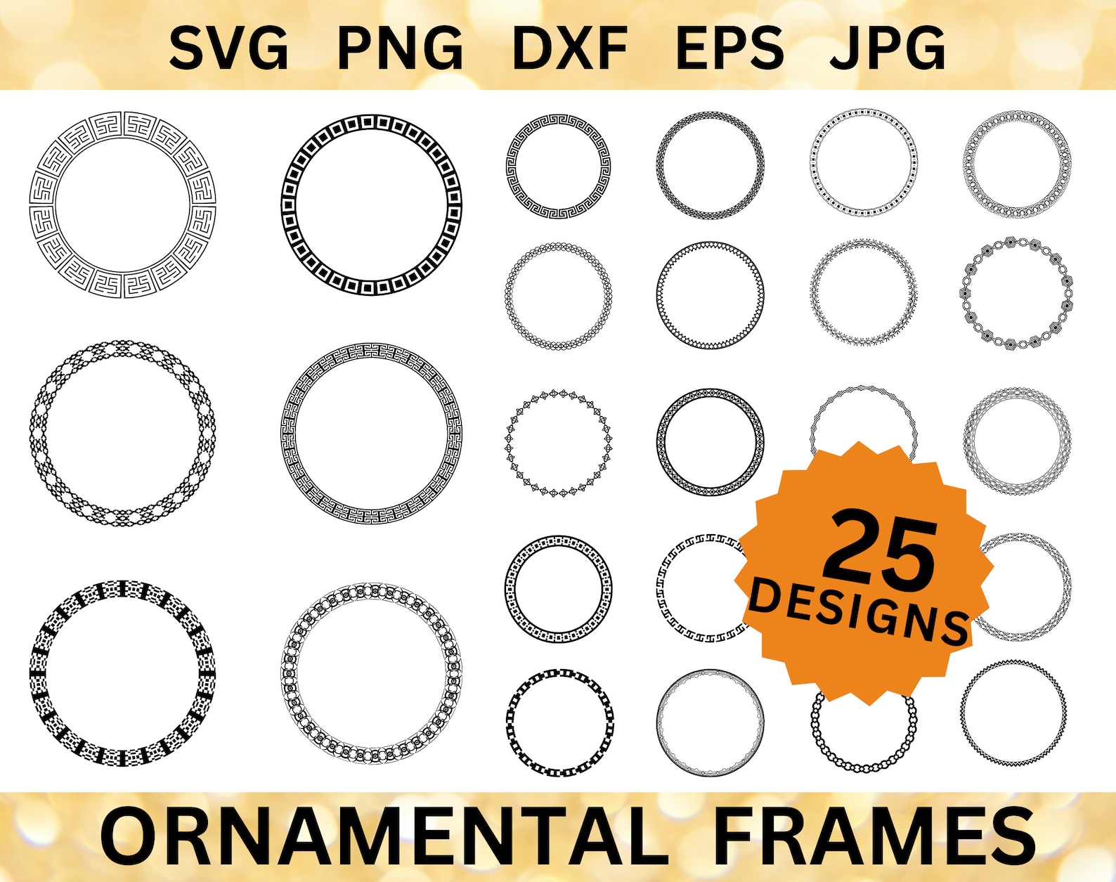 25 ORNAMENTAL FRAMES SVG Frame Cricut Wedding Frames Clipart Circle Svg ...