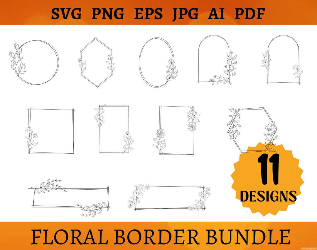 11 BOTANICAL BORDER Svg Bundle Flower Frames Svg Floral Border Cricut ...