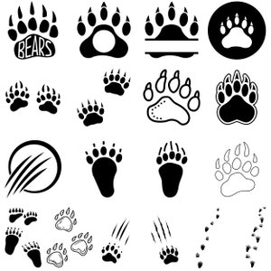 30 BEAR FOOTPRINTS SVG Bundle Monster Claw Cricut Bear Scratch Png ...