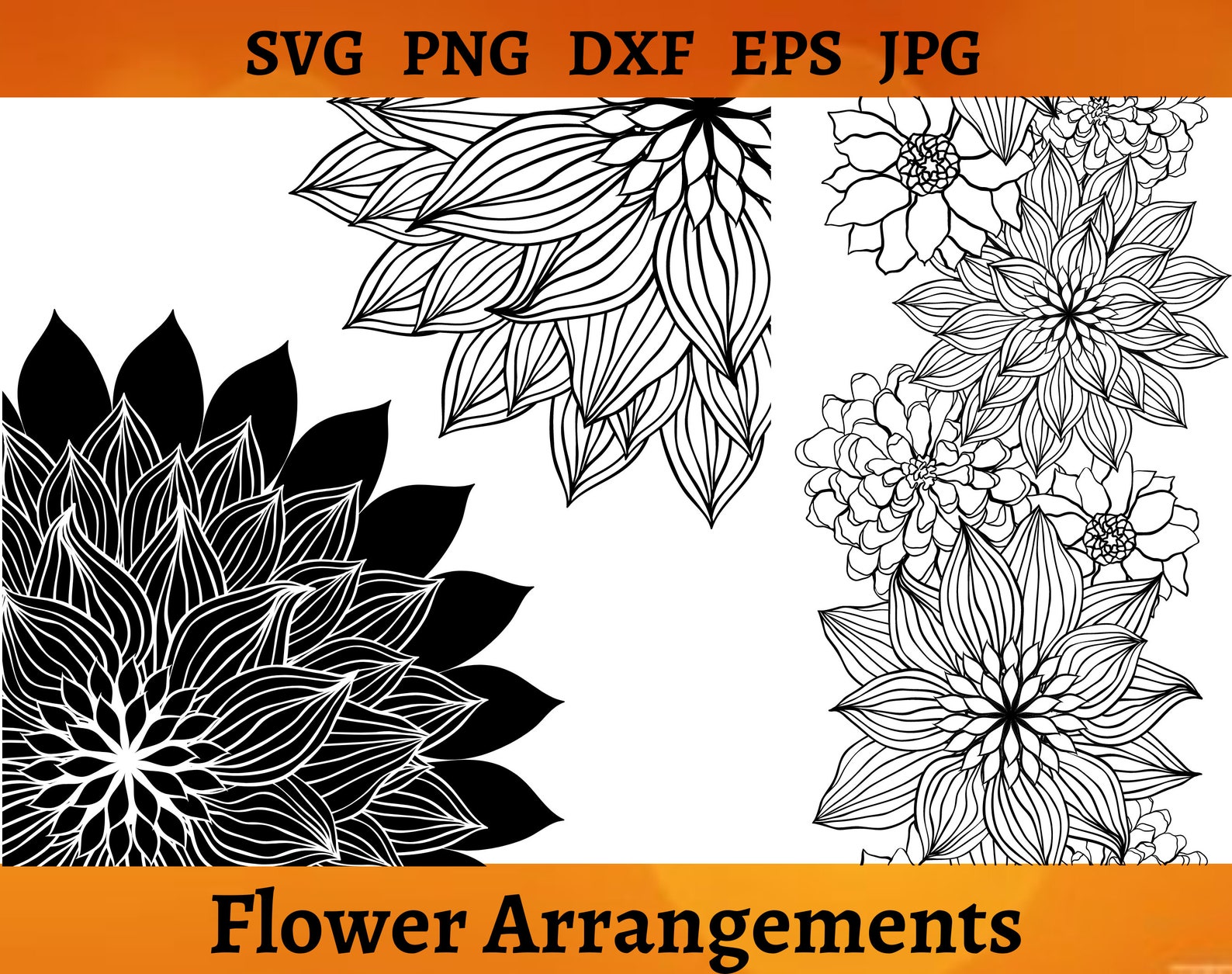 FLOWER ARRANGEMENT SVG File Bundle Flowers Border Cut Files - Etsy