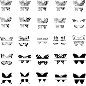 25 BUTTERFLY SPLIT Svg Bundle Floral Butterfly Frame CRICUT Butterfly ...