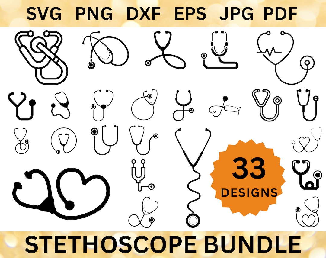 33 STETHOSCOPE Svg Bundle PHONENDOSCOPE CRICUT Equipment Cut Files ...