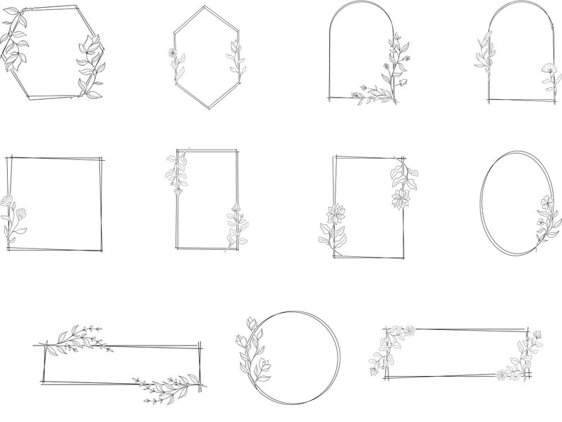 11 BOTANICAL BORDER Svg Bundle Flower Frames Svg Floral Border - Etsy