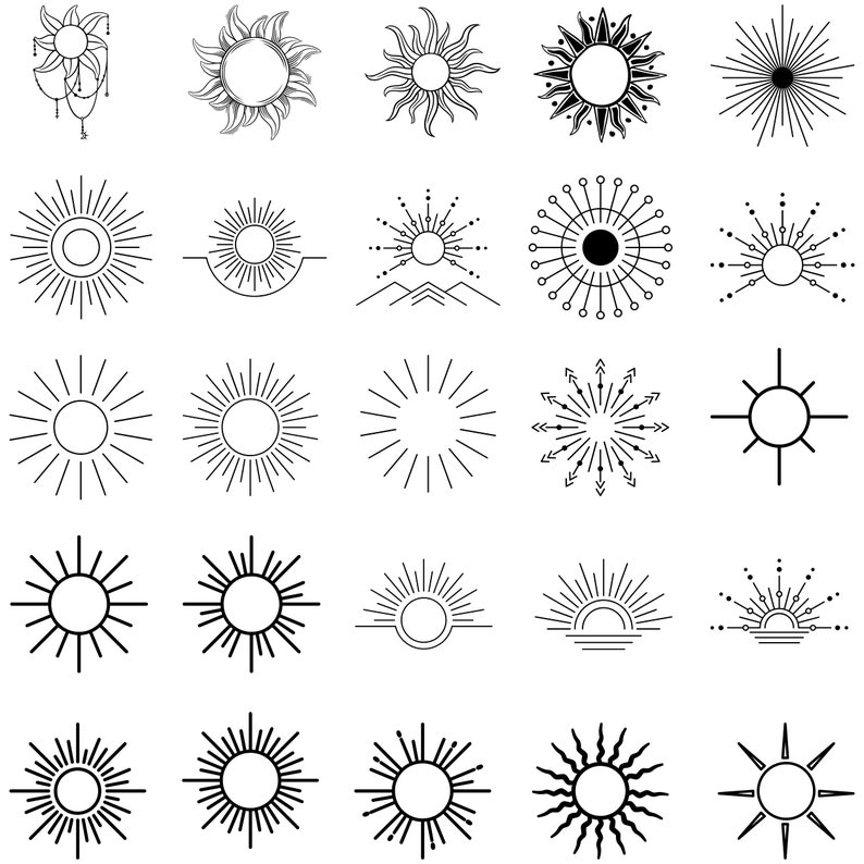 101 SUN SVG Bundle Sunshine SVG Files Summer Clipart Boho Sun - Etsy