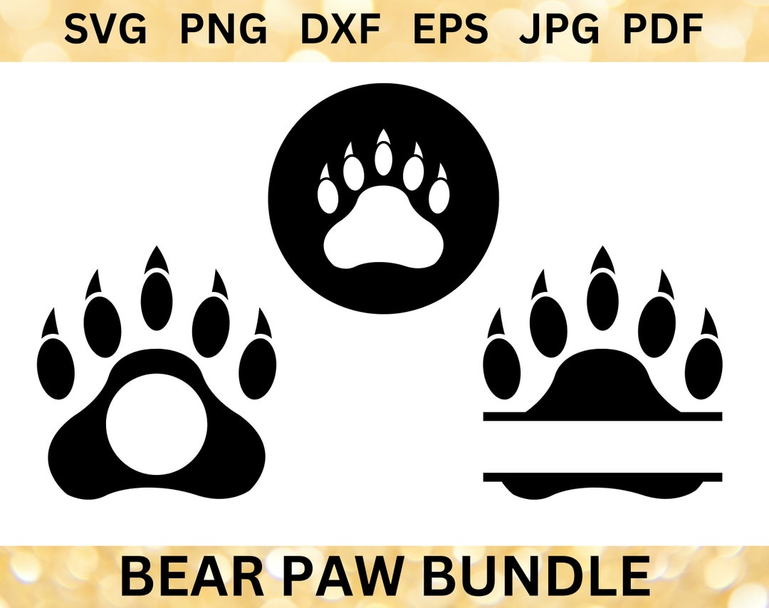 3 BEAR FOOTPRINTS SVG Monster Claw Cricut Bear Paw Frame Svg Wildlife ...