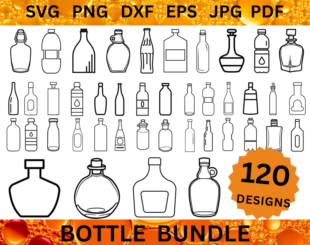 120 BOTTLE SVG Bundle Glass Bottle CRICUT Water Bottle Svg File Plastic ...
