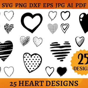 25 Heart SVG Bundle Heart SVG Sketch Heart SVG Valentine’s Day Vector ...