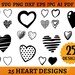 25 Heart SVG Bundle Heart SVG Sketch Heart SVG Valentines Day Vector ...