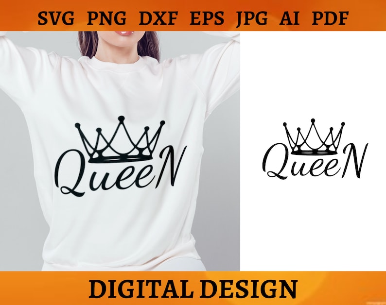 QUEEN With CROWN SVG Queen Svg Crown Png Transparent - Etsy