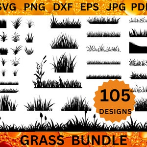 105 Grass SVG Bundle Grass Cricut Landscape Cut Files Plant Silhouette ...