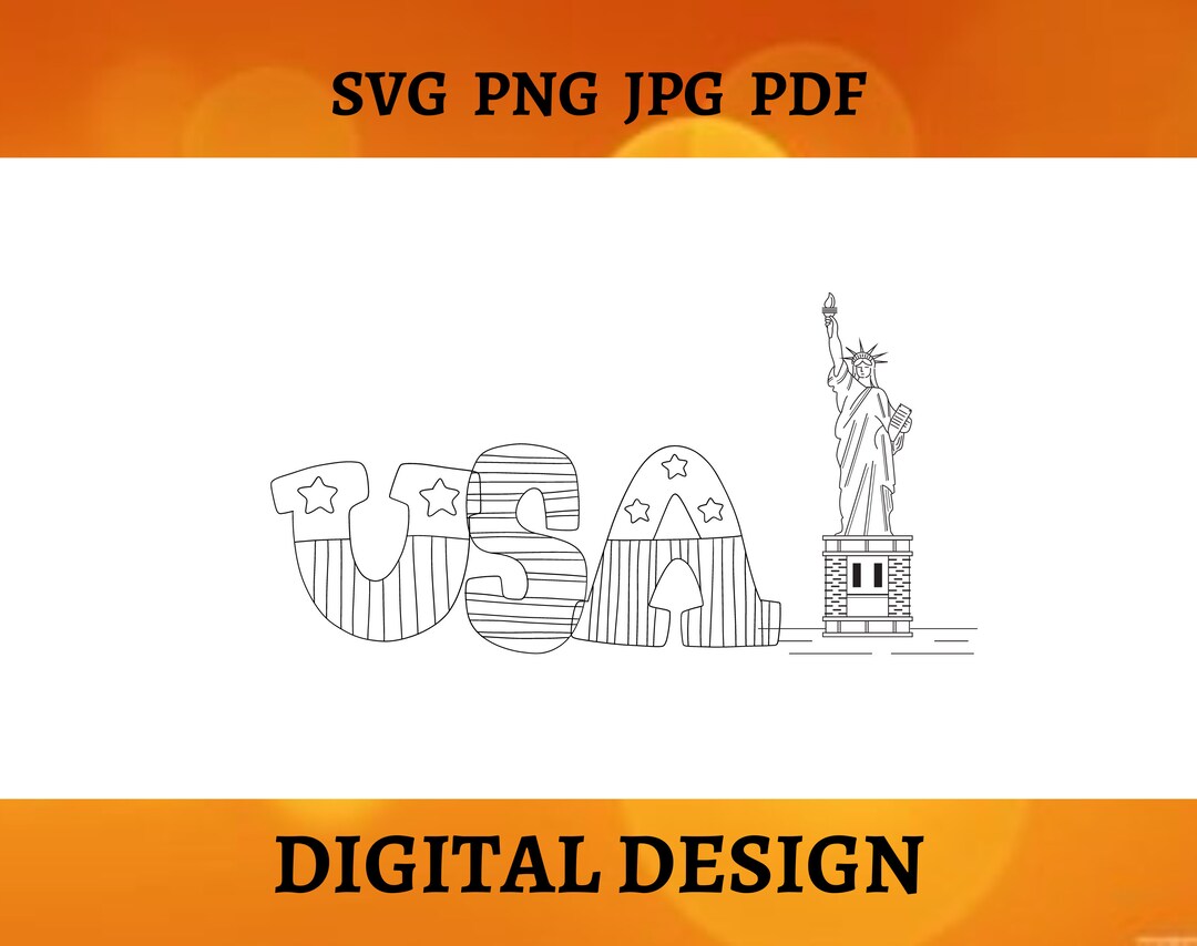 USA Sign SVG America Digital Design USA Statue of Liberty Svg Cricut ...