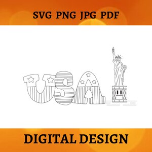 USA Sign SVG America Digital Design USA Statue of Liberty Svg Cricut ...