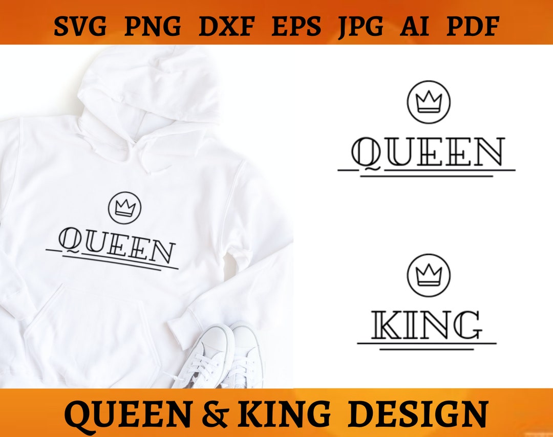 QUEEN KING With Crown SVG Transparent Background for Shirt Queen King ...