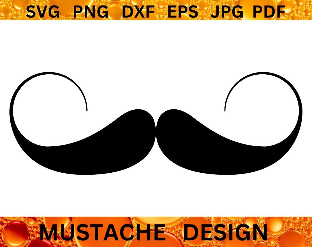 CURLED MUSTACHE SVG Barber Cricut Father's Day Cut File Moustache Funny ...