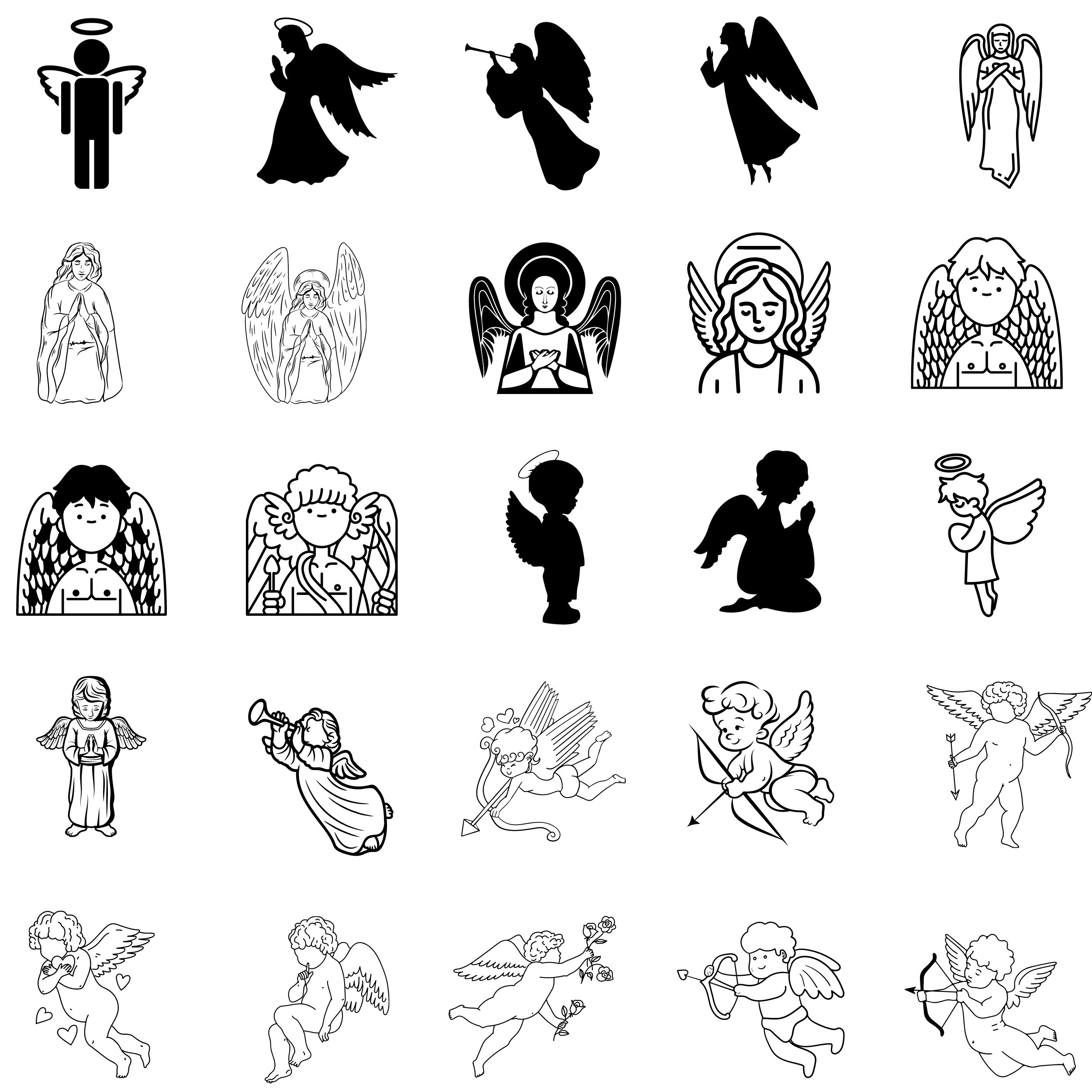 105 ANGEL SVG Bundle Cupid CRICUT Angel Wings Png Heaven Vector Art ...