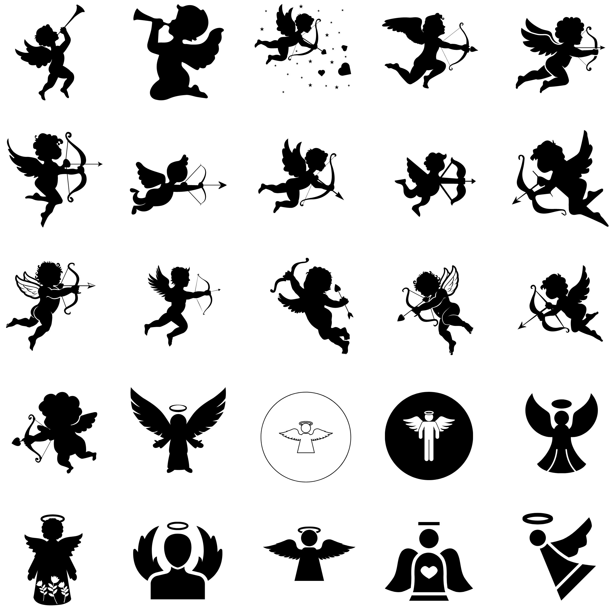 105 ANGEL SVG Bundle Cupid CRICUT Angel Wings Png Heaven Vector Art ...