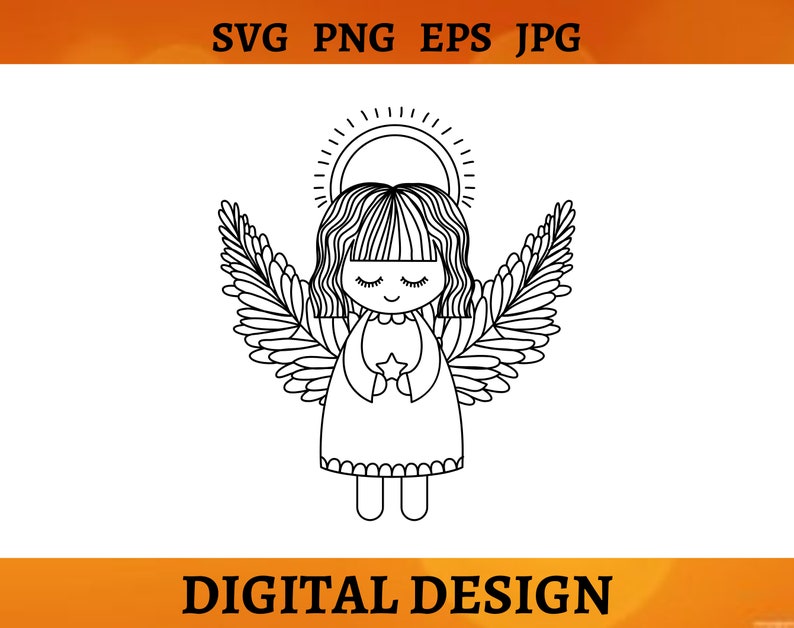 Angel SVG File Cute Angel CRICUT Angel Wings PNG Heaven Vector - Etsy