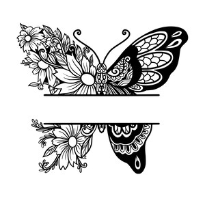 25 BUTTERFLY SPLIT Svg Bundle Floral Butterfly Frame CRICUT Butterfly ...