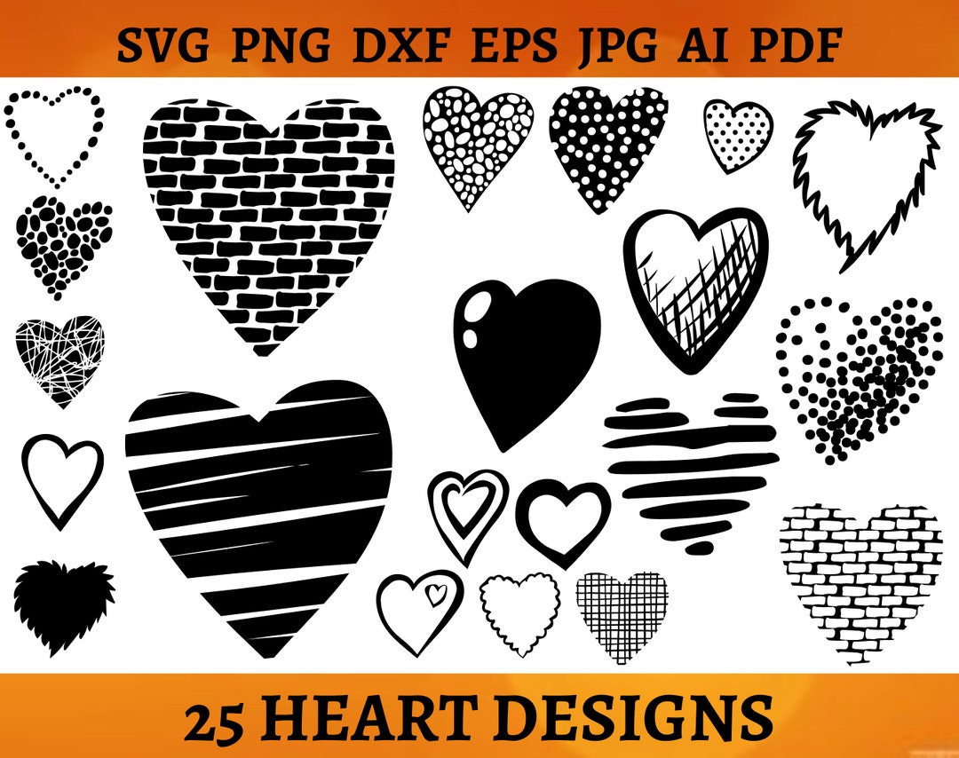 25 Heart SVG Bundle Heart SVG Sketch Heart SVG Valentines Day - Etsy