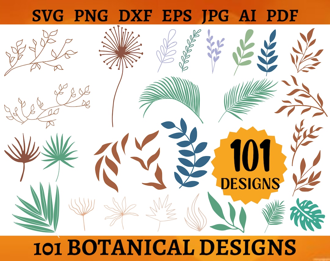 101 BOTANICAL SVG BUNDLE Boho Floral Svg Bohemian Plant Elements Cut ...