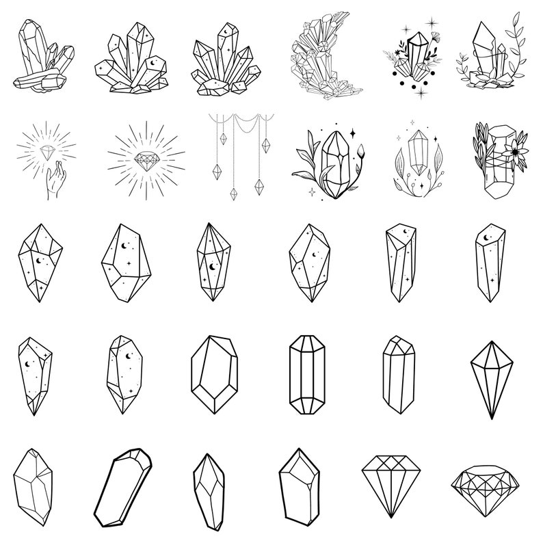 55 MAGIC CRYSTAL SVG Bundle Floral Crystal Svg Gemstone Cricut - Etsy