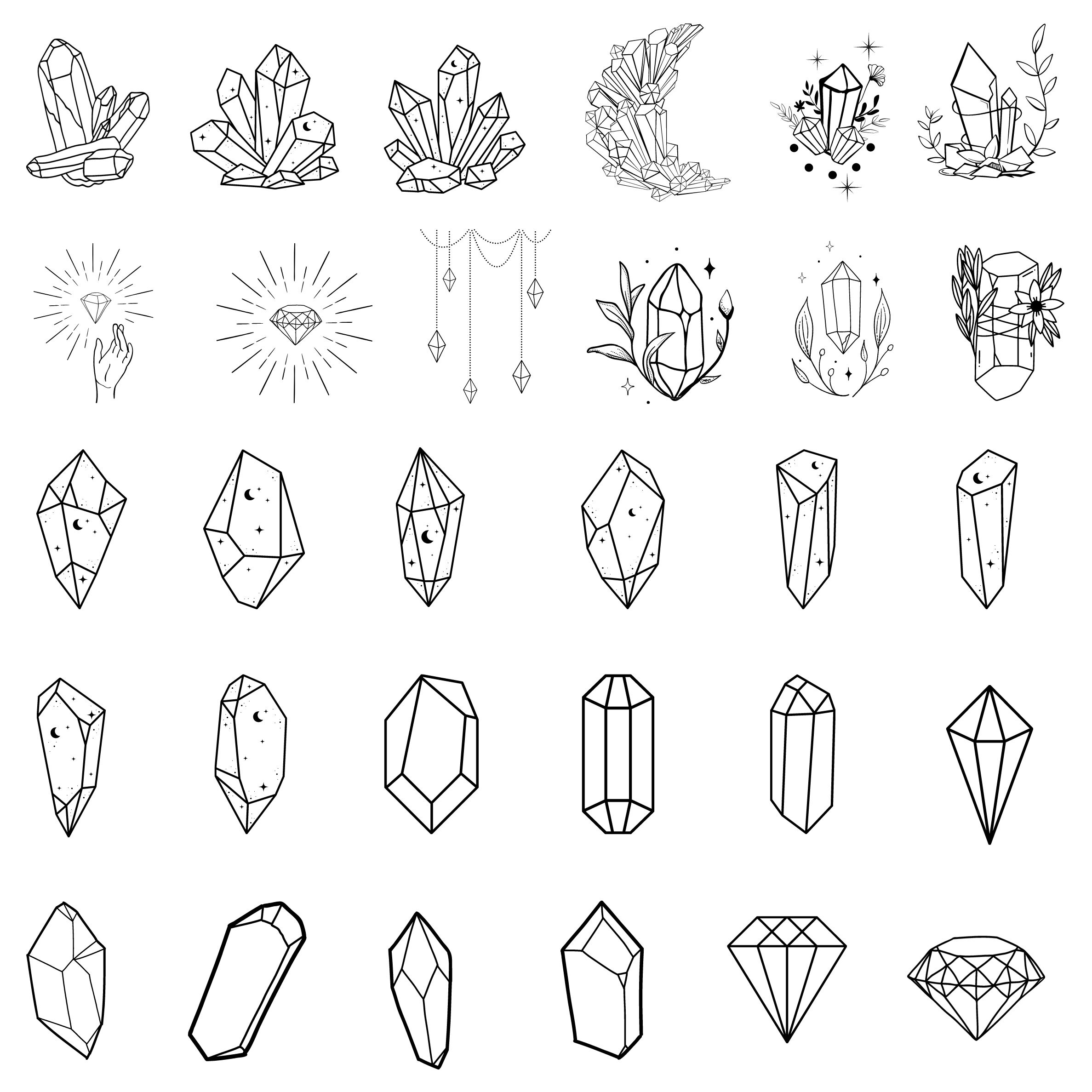55 MAGIC CRYSTAL SVG Bundle Floral Crystal Svg Gemstone Cricut - Etsy