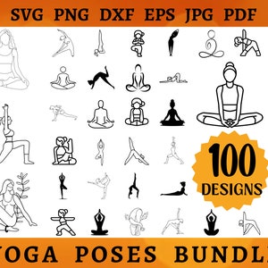 100 YOGA POSES Svg Bundle Yoga CRICUT Stretching Png Fitness Svg Files ...