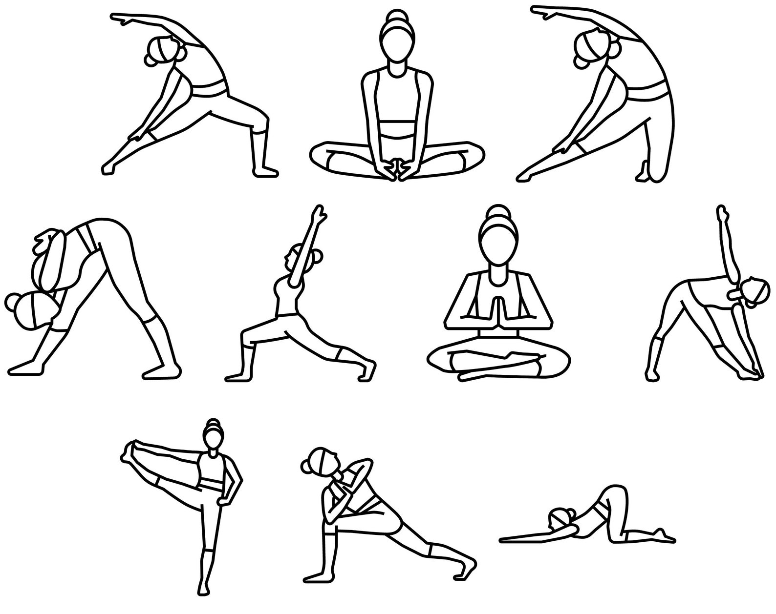 10 YOGA POSES Svg Lotus Pose Yoga CRICUT Stretching Png Fitness Svg ...