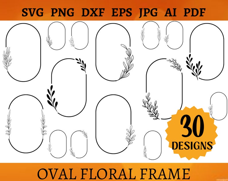 30 OVAL FLORAL FRAMES Svg Bundle Frame Svg Botanical Frame Png - Etsy
