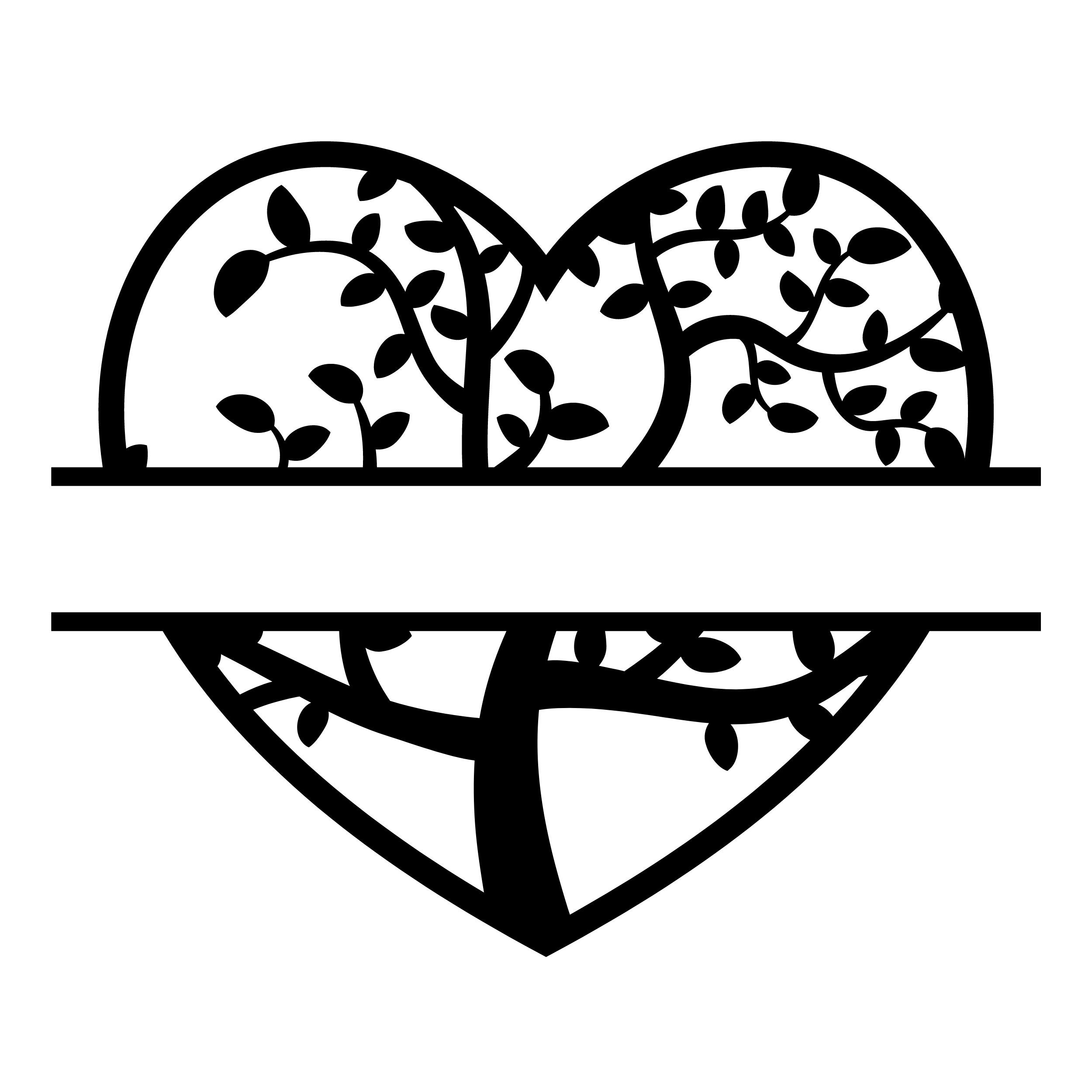 FLOWER HEART Svg Floral Frame Png Botanical Heart Border Monogram ...