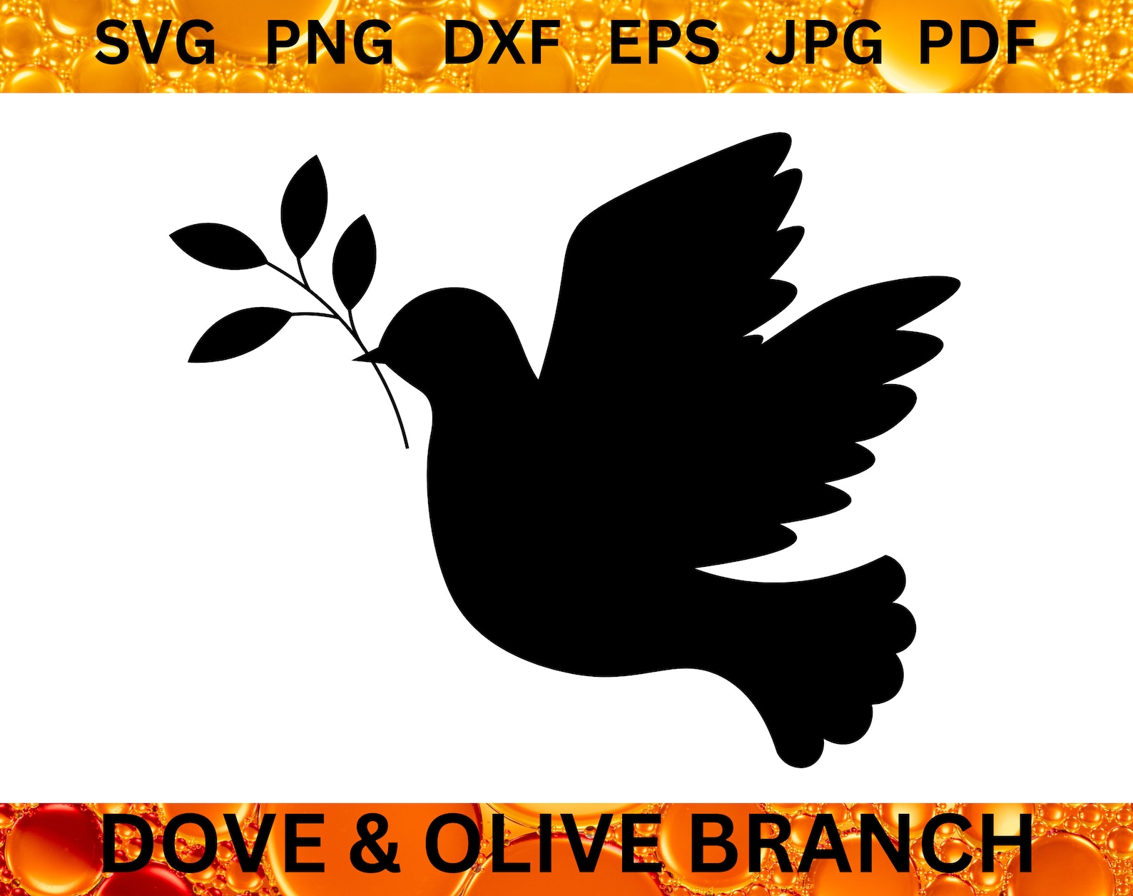 DOVE SVG File Peace CRICUT Dove Silhouette Olive Branch Clipart Pigeon ...